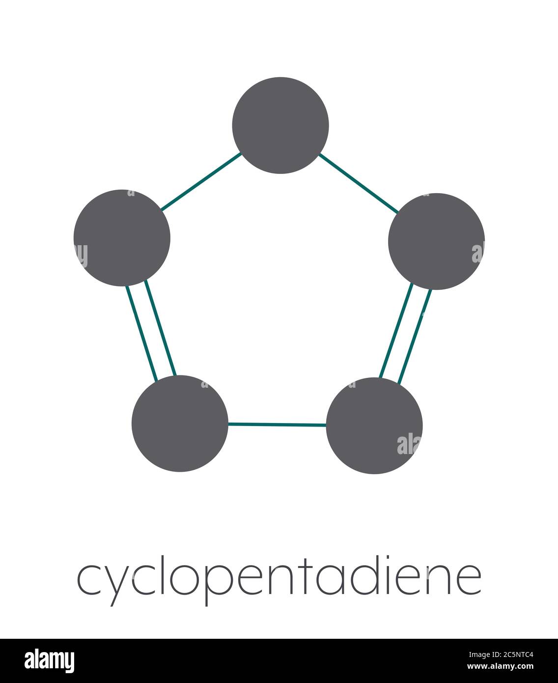 Cyclopentadiene molecule. Stylized skeletal formula (chemical structure ...