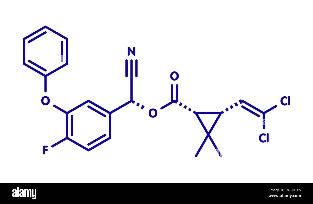 Cyfluthrin insecticide molecule. Skeletal formula Stock Photo - Alamy