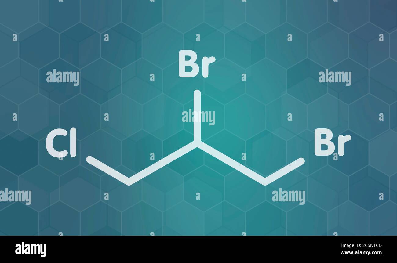 Dibromochloropropane (DBCP) soil fumigant molecule. Nematicide used in ...