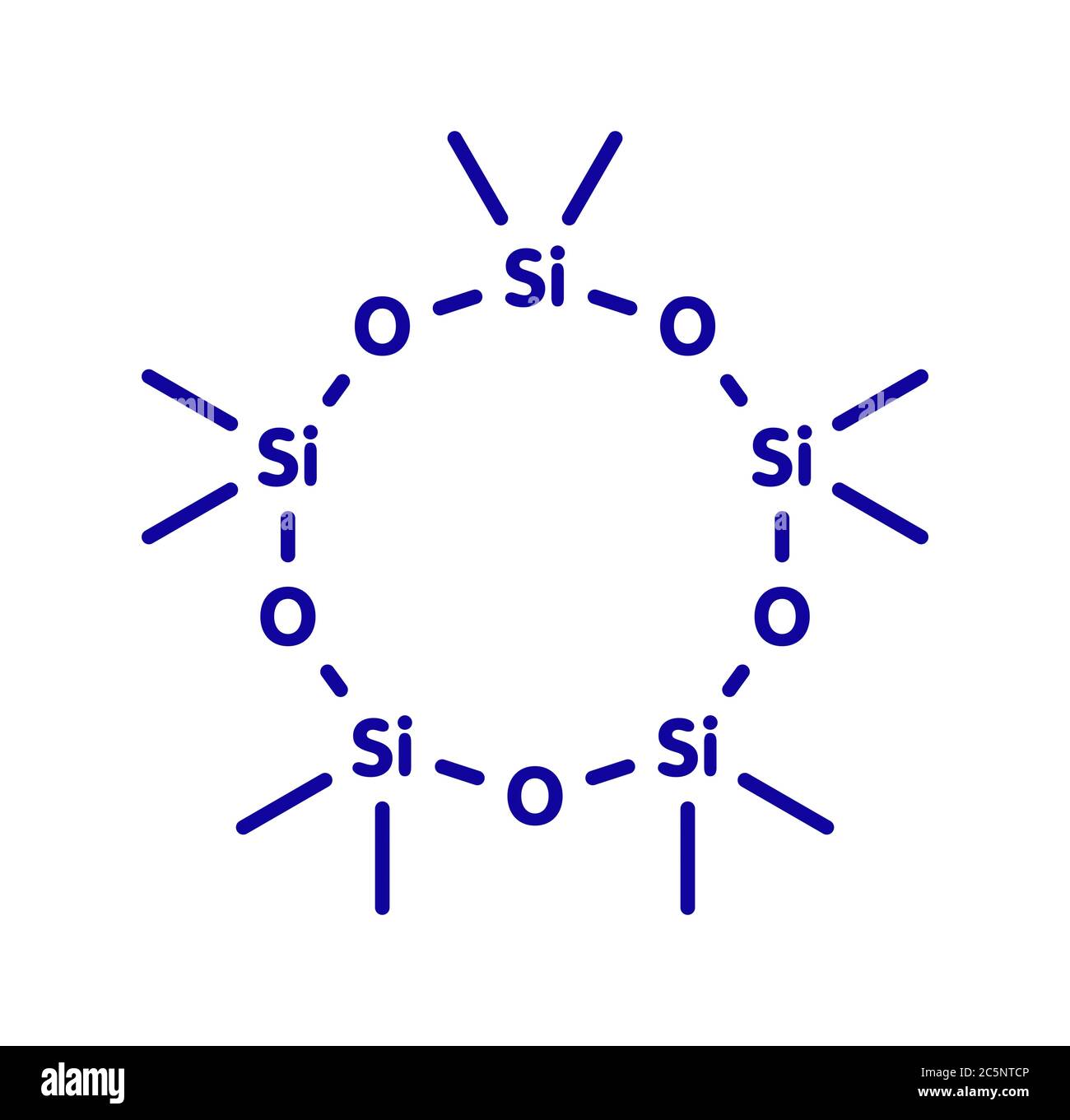 Decamethylcyclopentasiloxane (D5) molecule. Cyclic silicone chemical ...