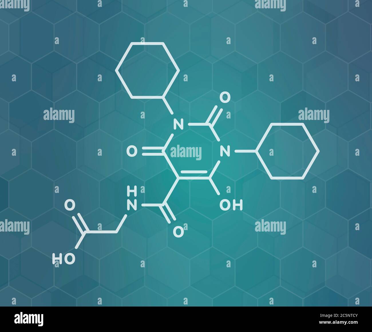 Daprodustat drug molecule (HIF prolyl-hydroxylase inhibitor). Skeletal ...