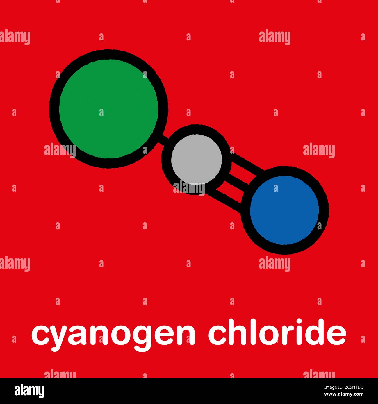 Cyanogen chloride toxic gas molecule. Stylized skeletal formula ...