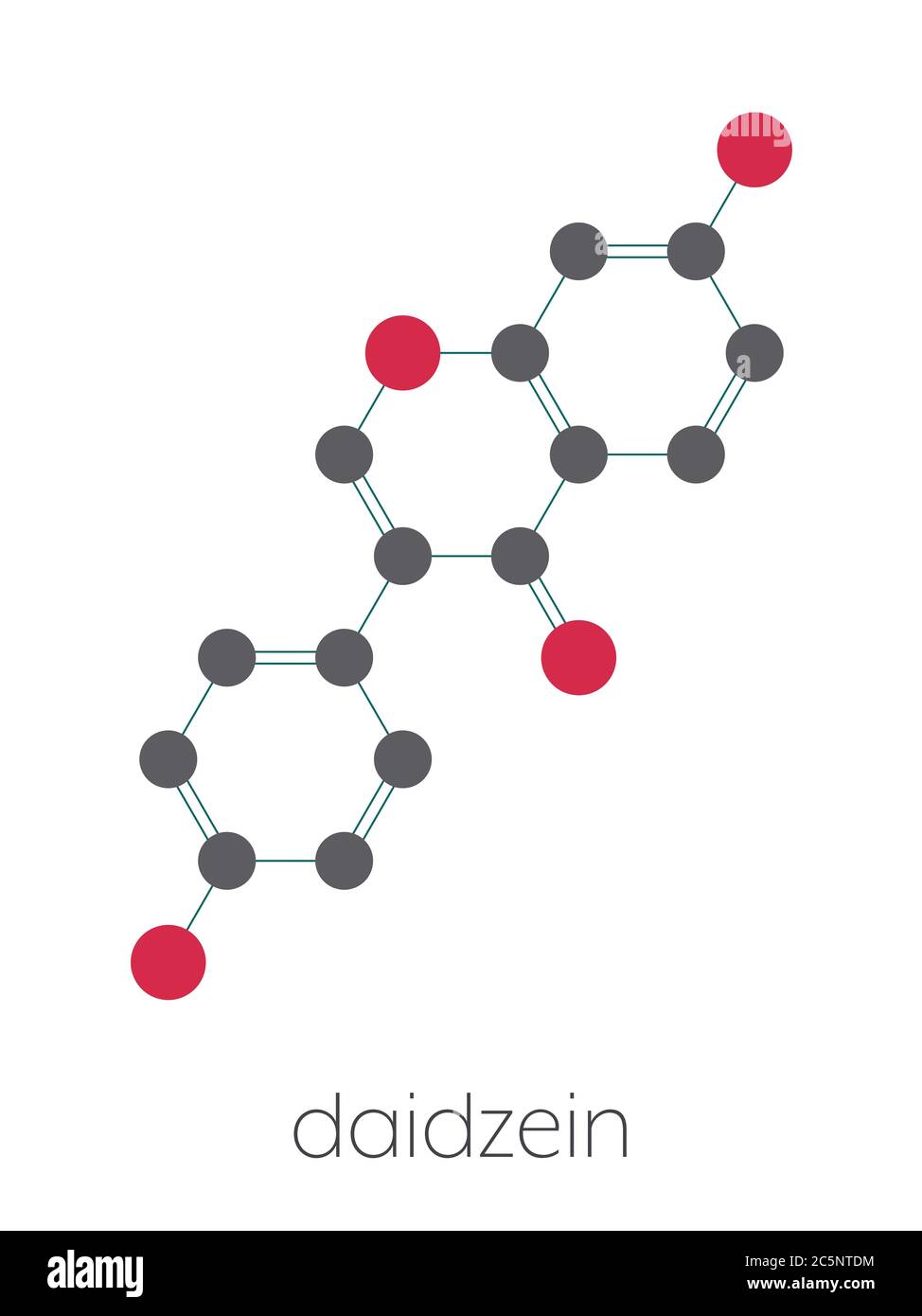 Daidzein isoflavone molecule. Stylized skeletal formula (chemical ...