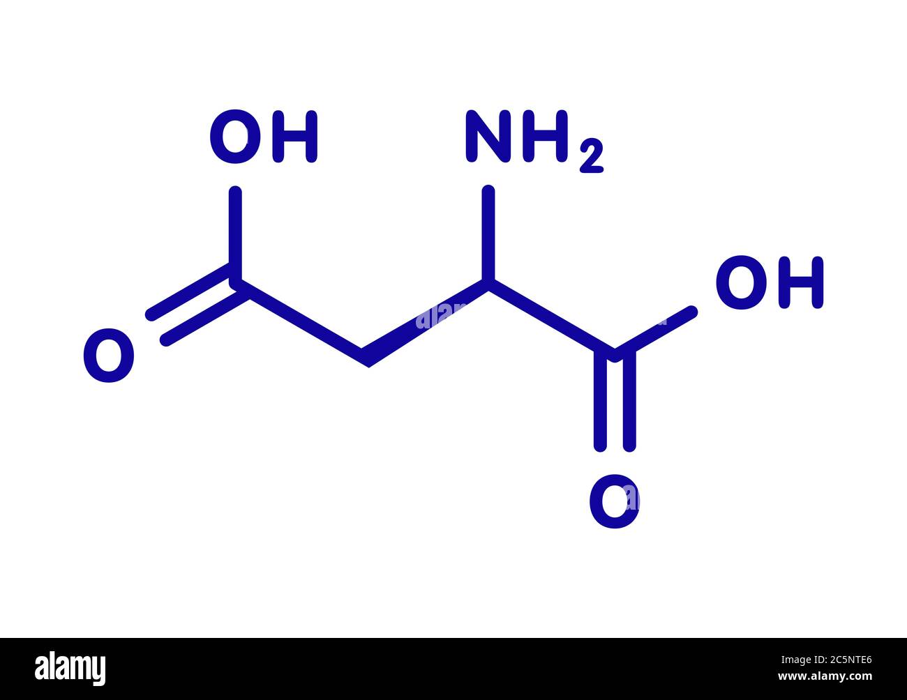 D-aspartic acid (D-aspartate) amino acid molecule. Skeletal formula ...