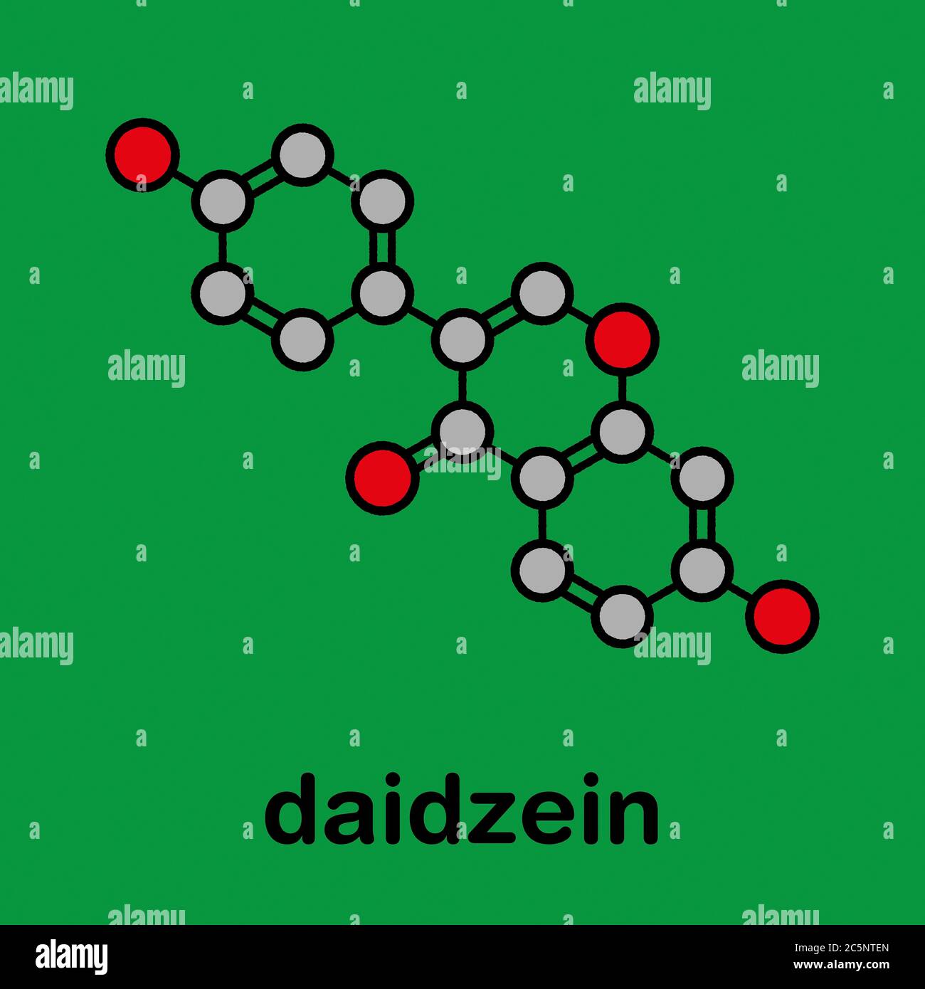 Daidzein isoflavone molecule. Stylized skeletal formula (chemical ...