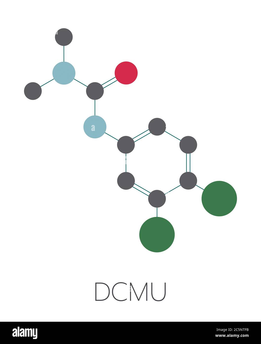 Diuron (DCMU) herbicide molecule. Stylized skeletal formula (chemical ...