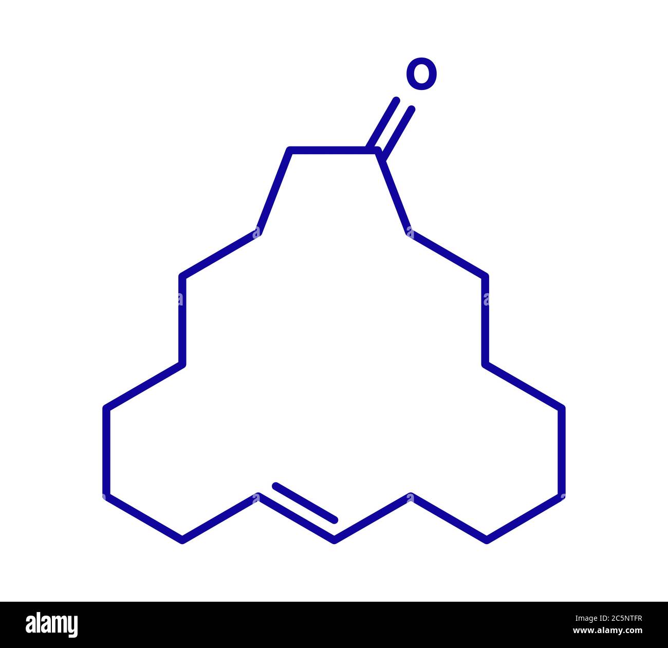 Civetone civet cat pheromone molecule. Used in perfume. Skeletal ...