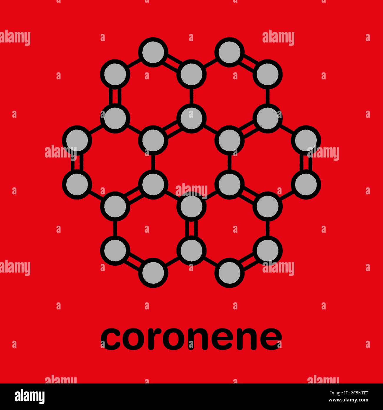 Coronene polyaromatic hydrocarbon (PAH) molecule. Stylized skeletal ...