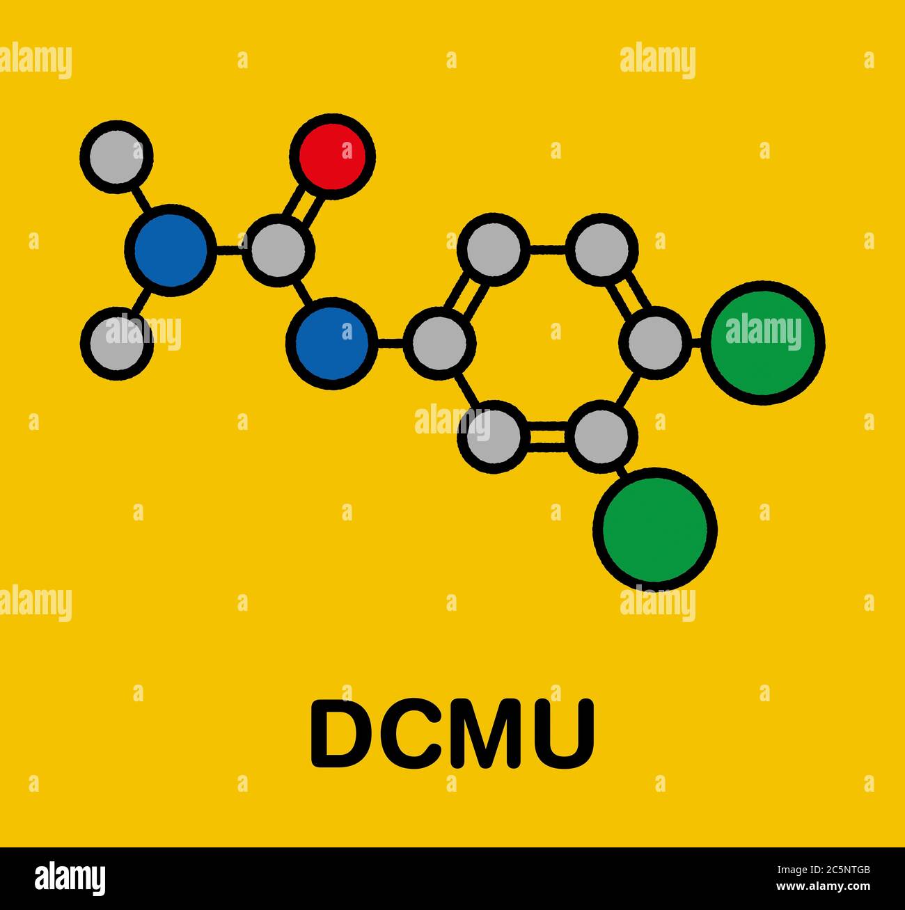 Diuron (DCMU) herbicide molecule. Stylized skeletal formula (chemical ...