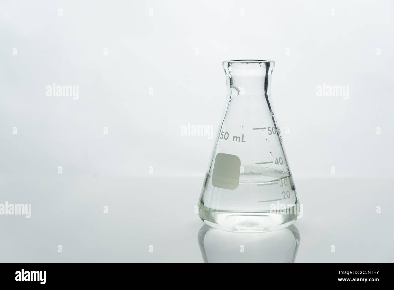 single science glass flask on white medical laboratory background Stock ...