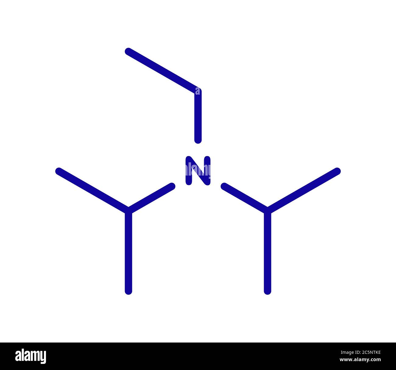 DIPEA (N,N-diisopropylethylamine, Hunig's base) molecule. Skeletal ...
