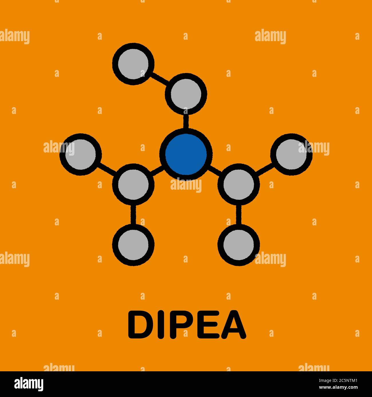 DIPEA (N,N-diisopropylethylamine, Hunig's base) molecule. Stylized ...