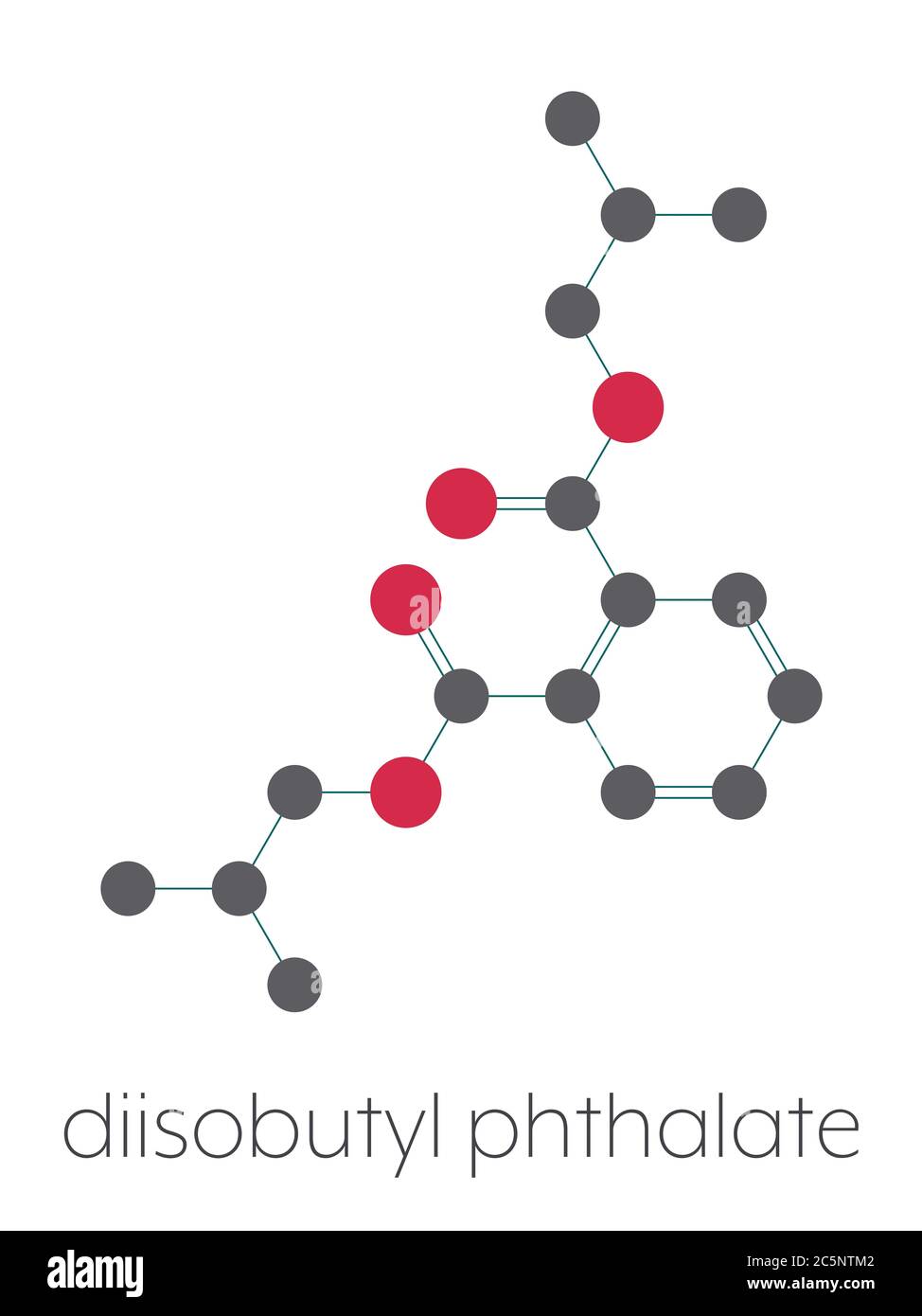 Diisobutyl phthalate (DIBP) plasticizer molecule. Stylized skeletal ...