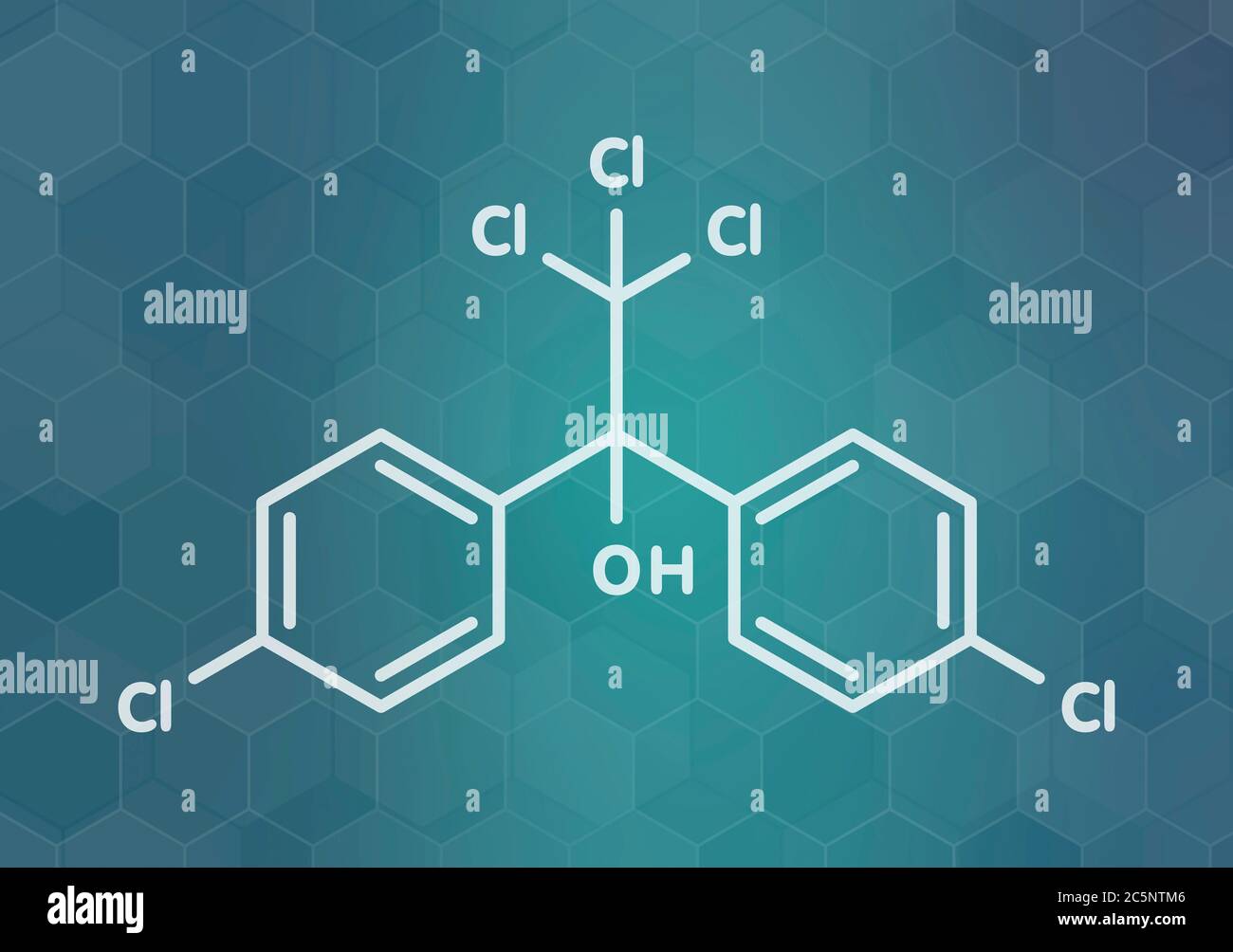 Dicofol organochlorine pesticide molecule. Skeletal formula Stock Photo ...