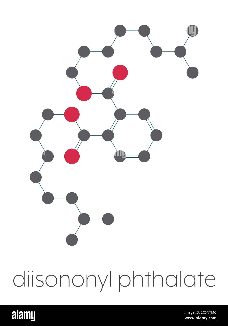 Diisononyl phthalate (DINP) plasticizer molecule. Stylized skeletal ...