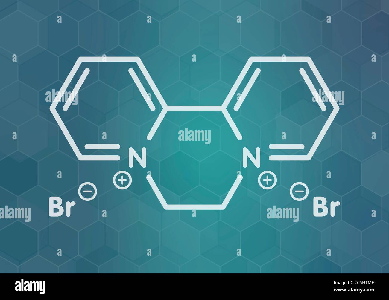 Diquat dibromide contact herbicide molecule. Skeletal formula Stock ...