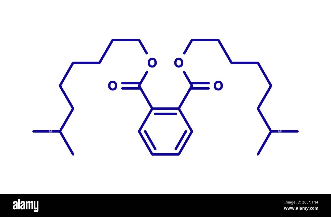 Diisononyl phthalate (DINP) plasticizer molecule. Skeletal formula ...