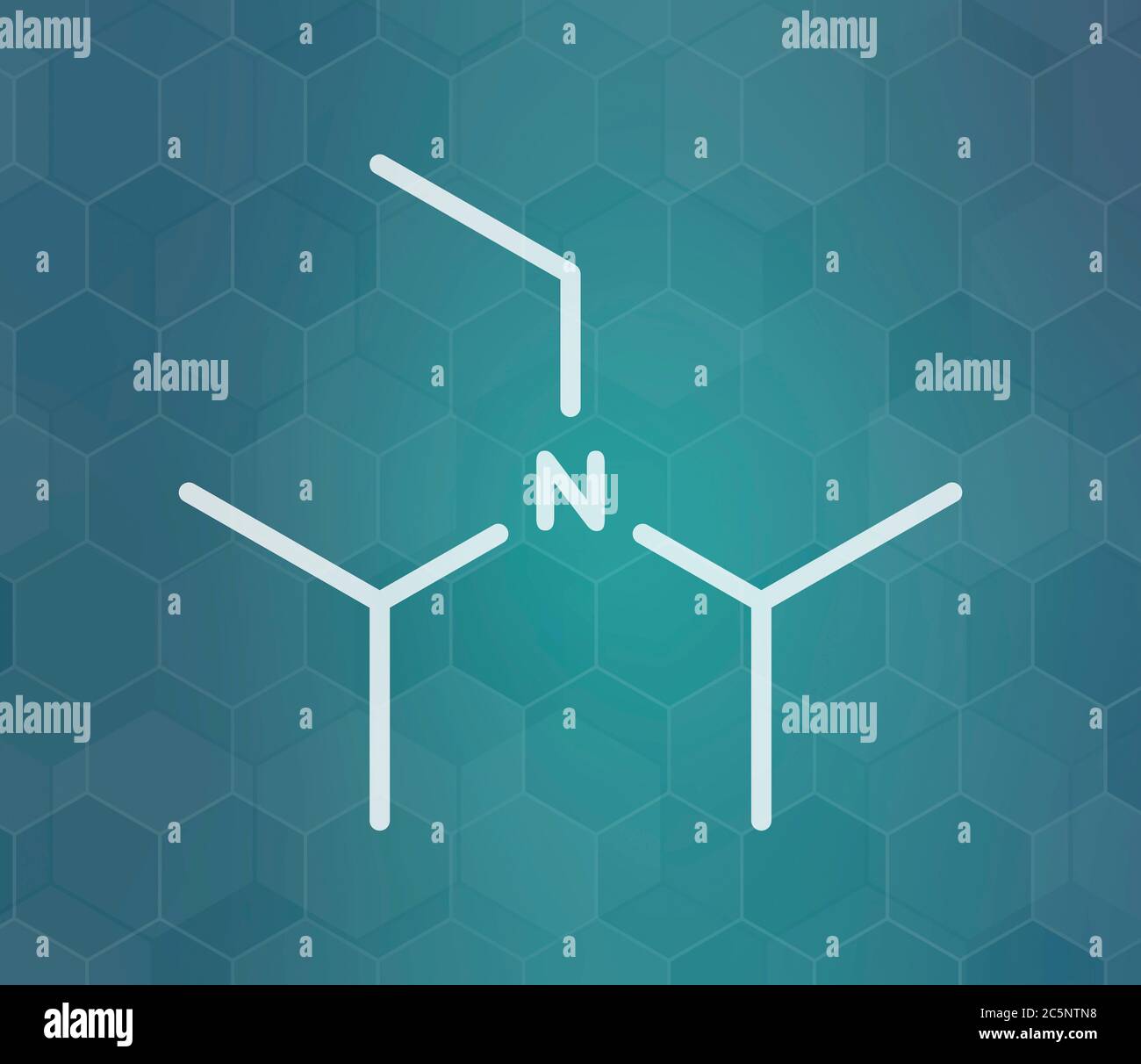 DIPEA (N,N-diisopropylethylamine, Hunig's base) molecule. Skeletal ...