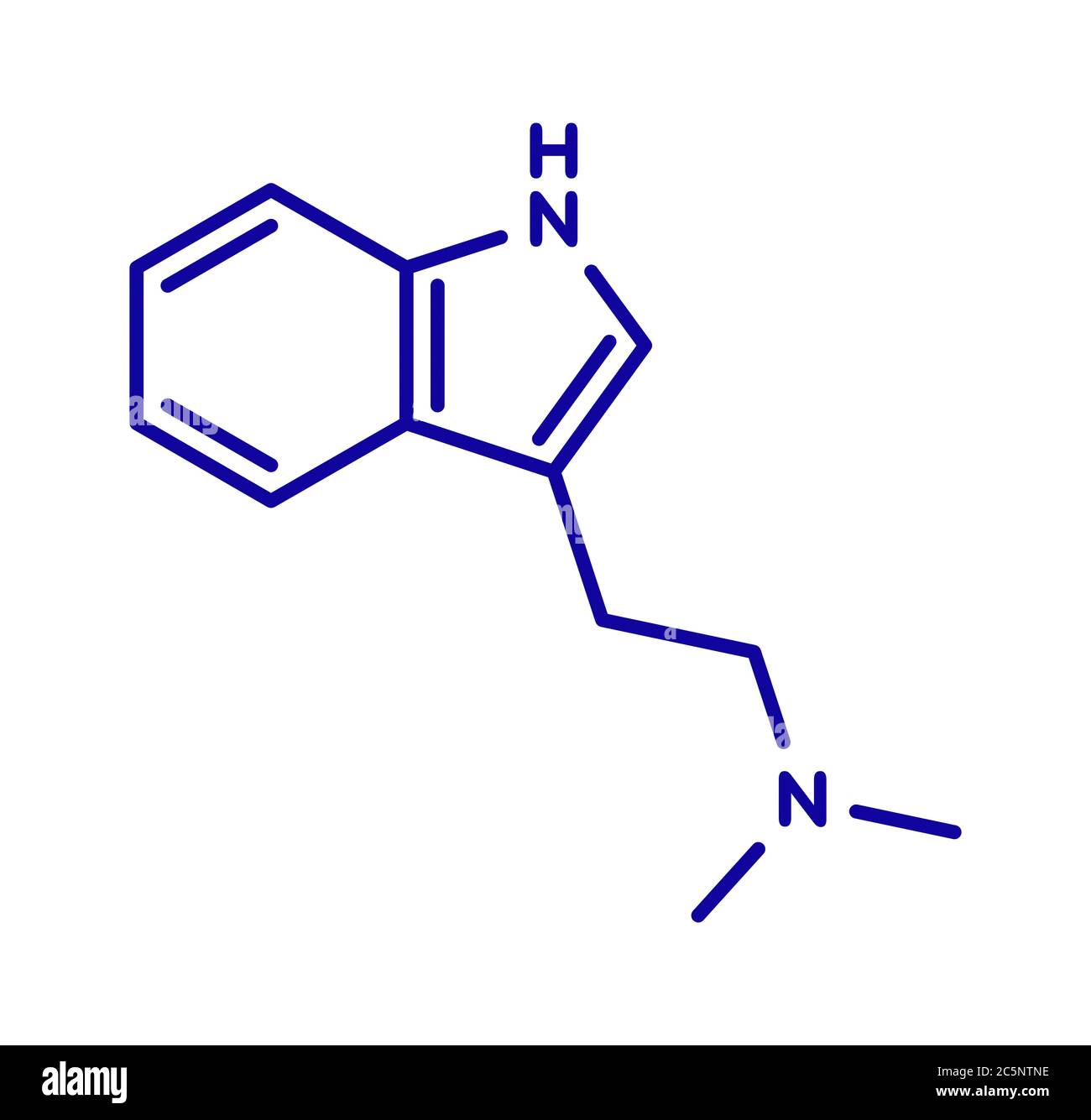 Dimethyltryptamine (DMT) psychedelic drug molecule. Present in the ...