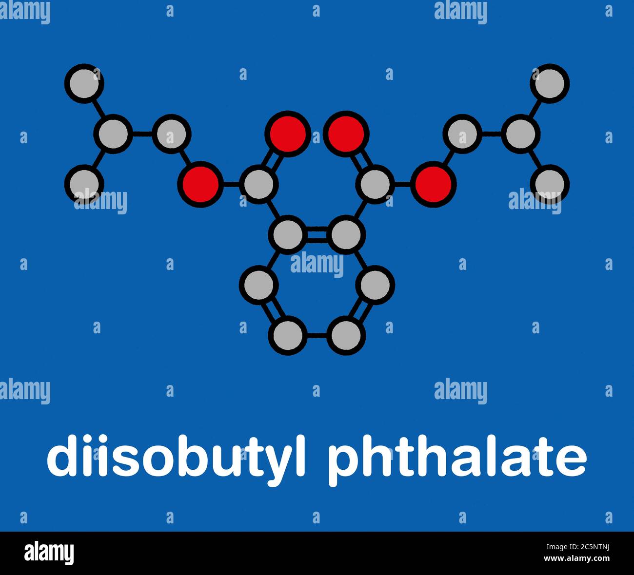Diisobutyl phthalate (DIBP) plasticizer molecule. Stylized skeletal ...