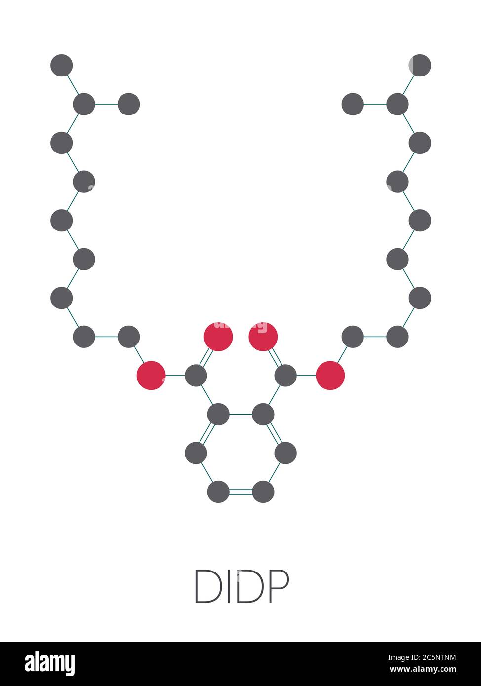 Diisodecyl phthalate (DIDP) plasticizer molecule. Stylized skeletal ...