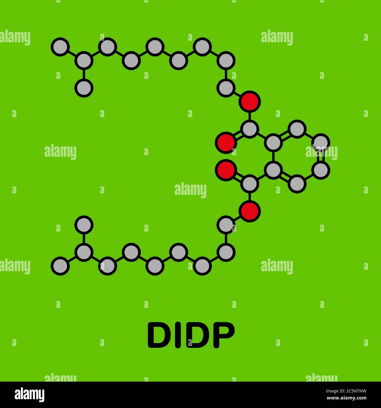 Diisodecyl phthalate (DIDP) plasticizer molecule. Stylized skeletal ...