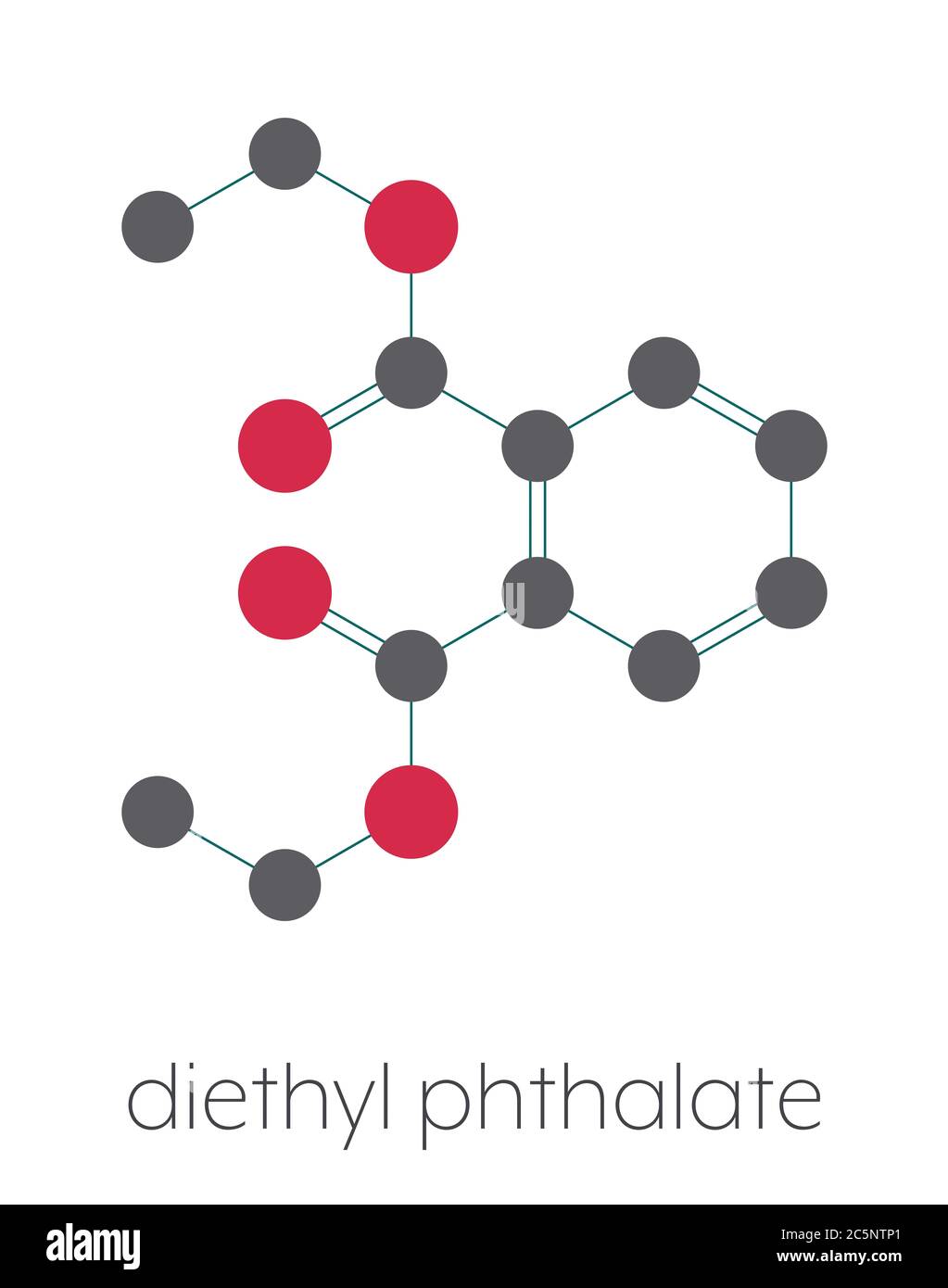 Diethyl phthalate (DEP) plasticizer molecule. Stylized skeletal formula ...