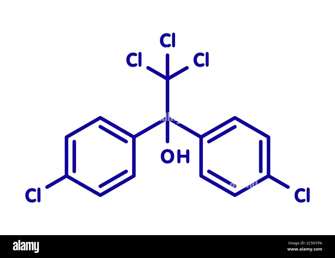 Dicofol organochlorine pesticide molecule. Skeletal formula Stock Photo ...