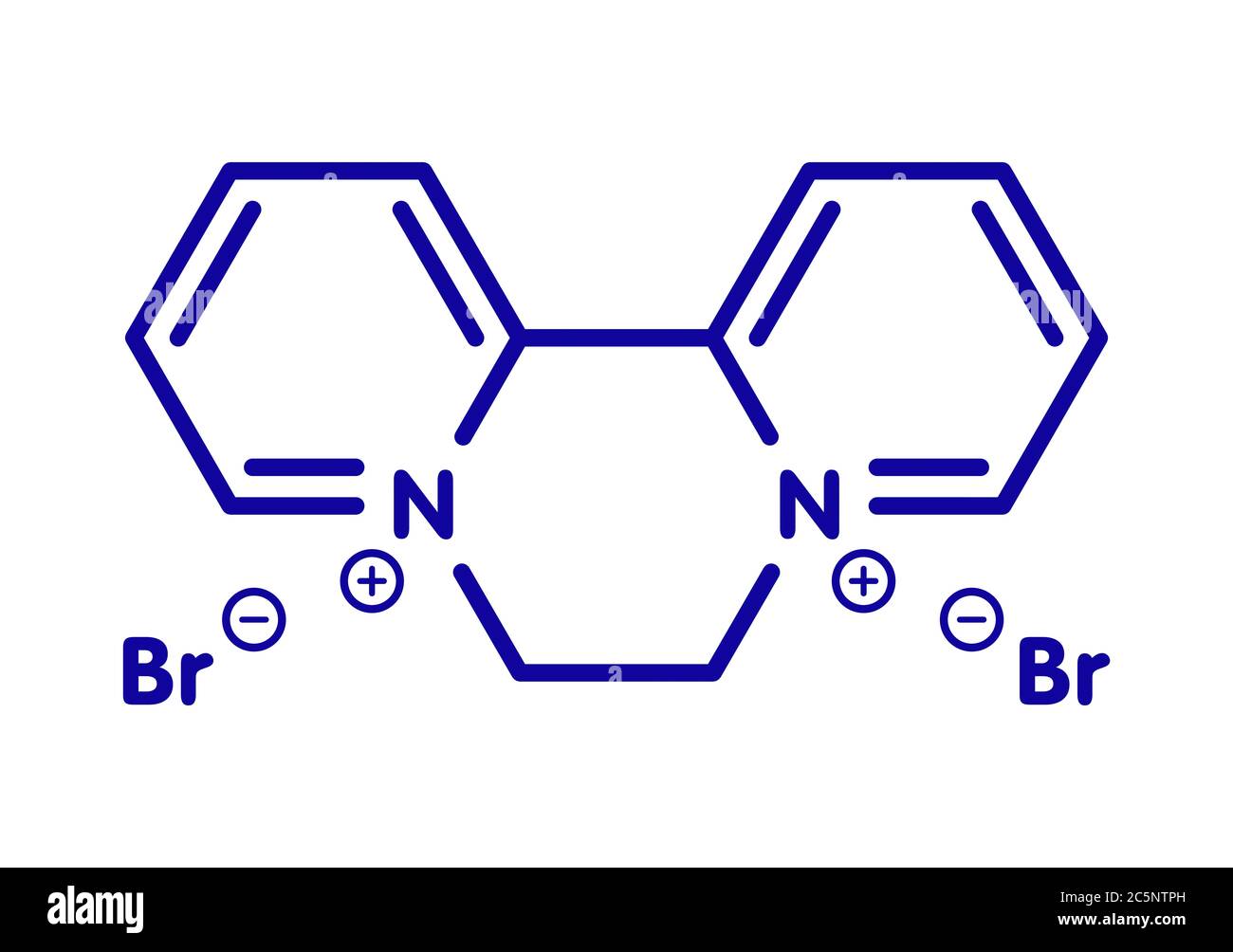 Diquat dibromide contact herbicide molecule. Skeletal formula Stock ...