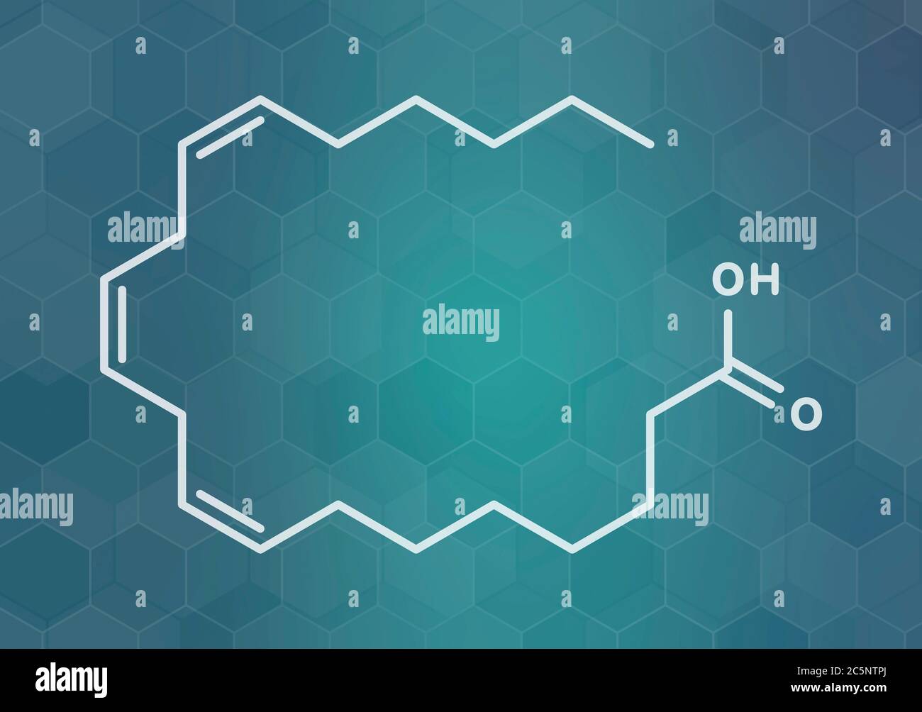 Dihomo-?-linolenic acid (DGLA) fatty acid molecule. Omega 6-fatty acid ...