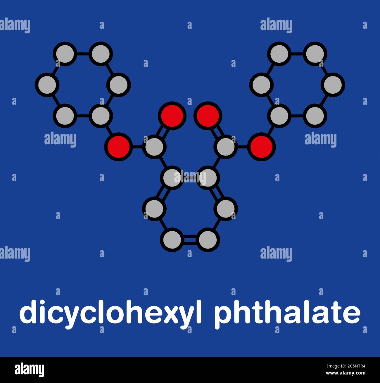 Dicyclohexyl phthalate (DCP) plasticizer molecule. Stylized skeletal ...