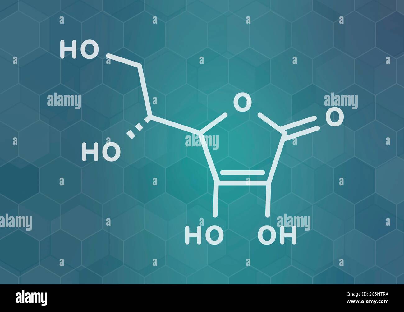 Erythorbic acid food preservative molecule (antioxidant). Skeletal ...