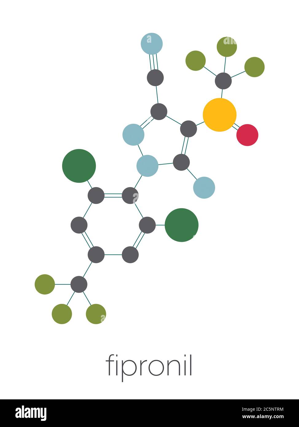 Fipronil insecticide molecule. Stylized skeletal formula (chemical ...