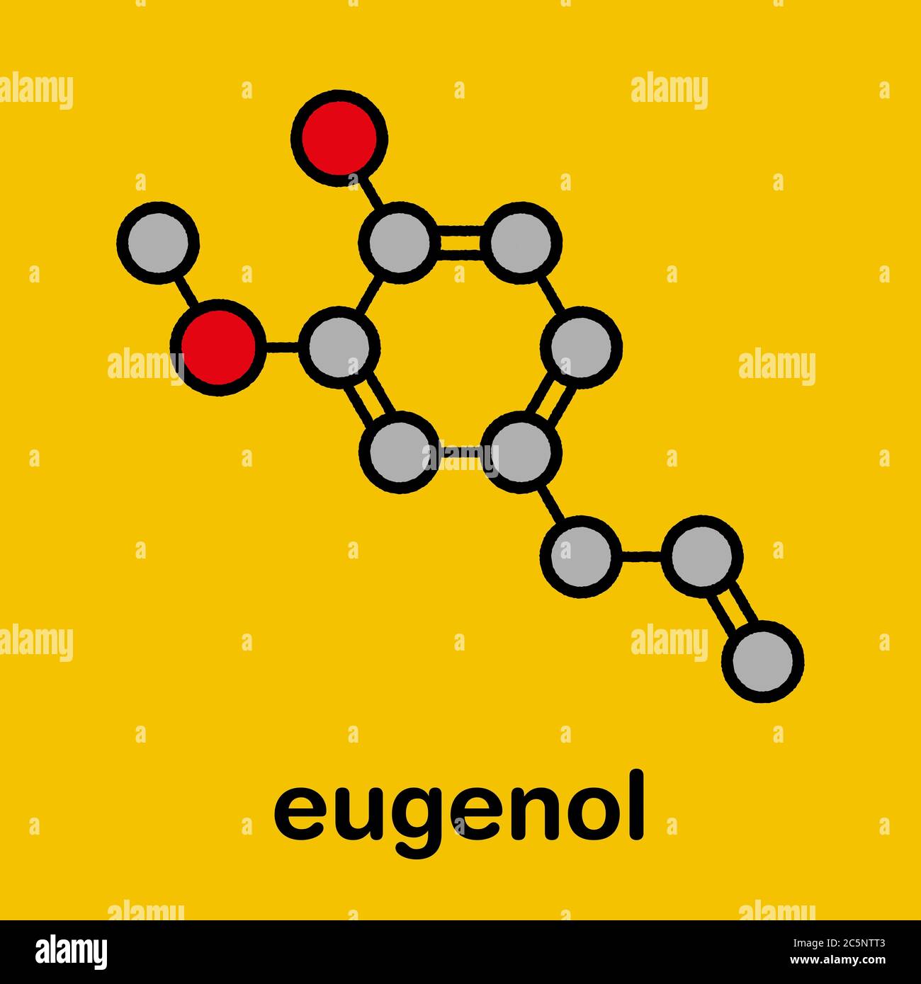 Eugenol herbal essential oil molecule. Present in cloves, nutmeg, etc ...