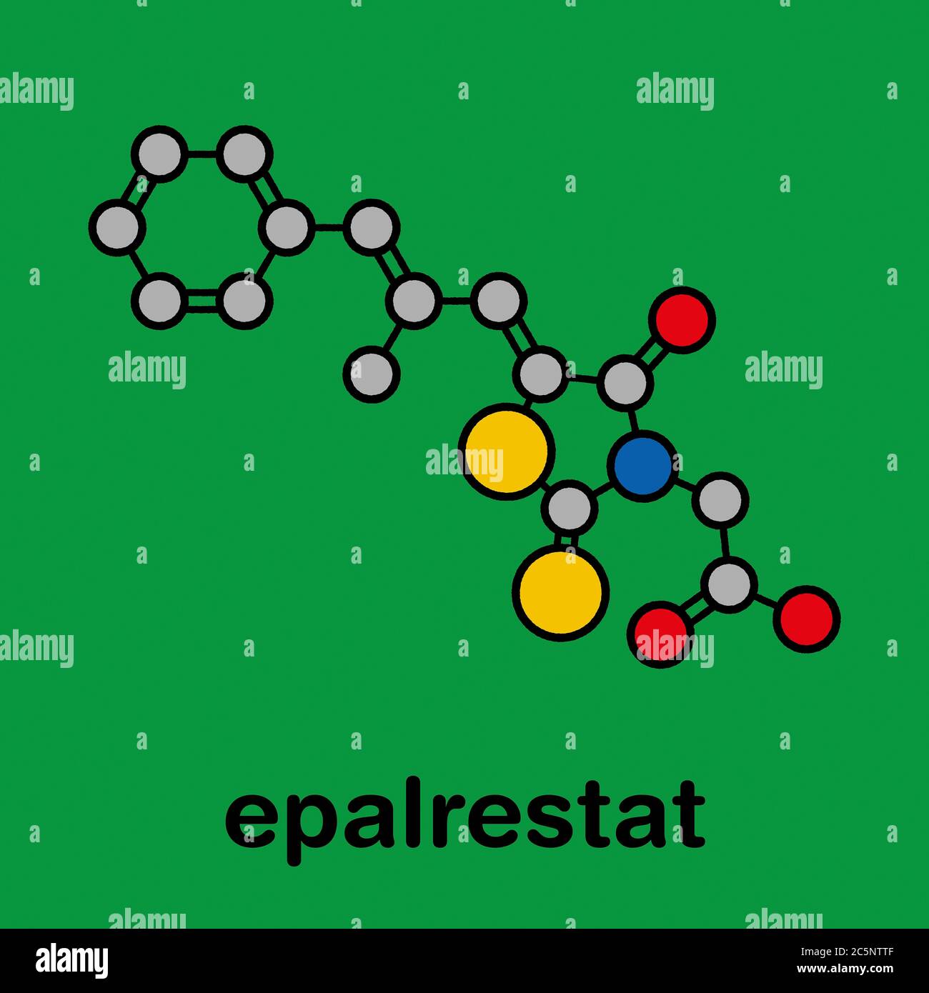 Epalrestat diabetic neuropathy drug molecule (aldose reductase ...