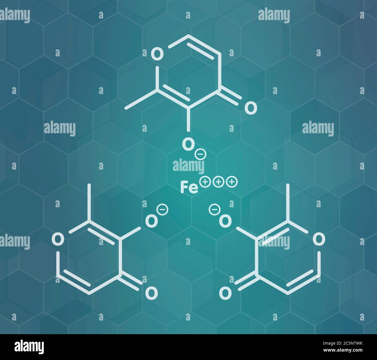 Ferric maltol iron deficiency drug molecule. Skeletal formula Stock ...