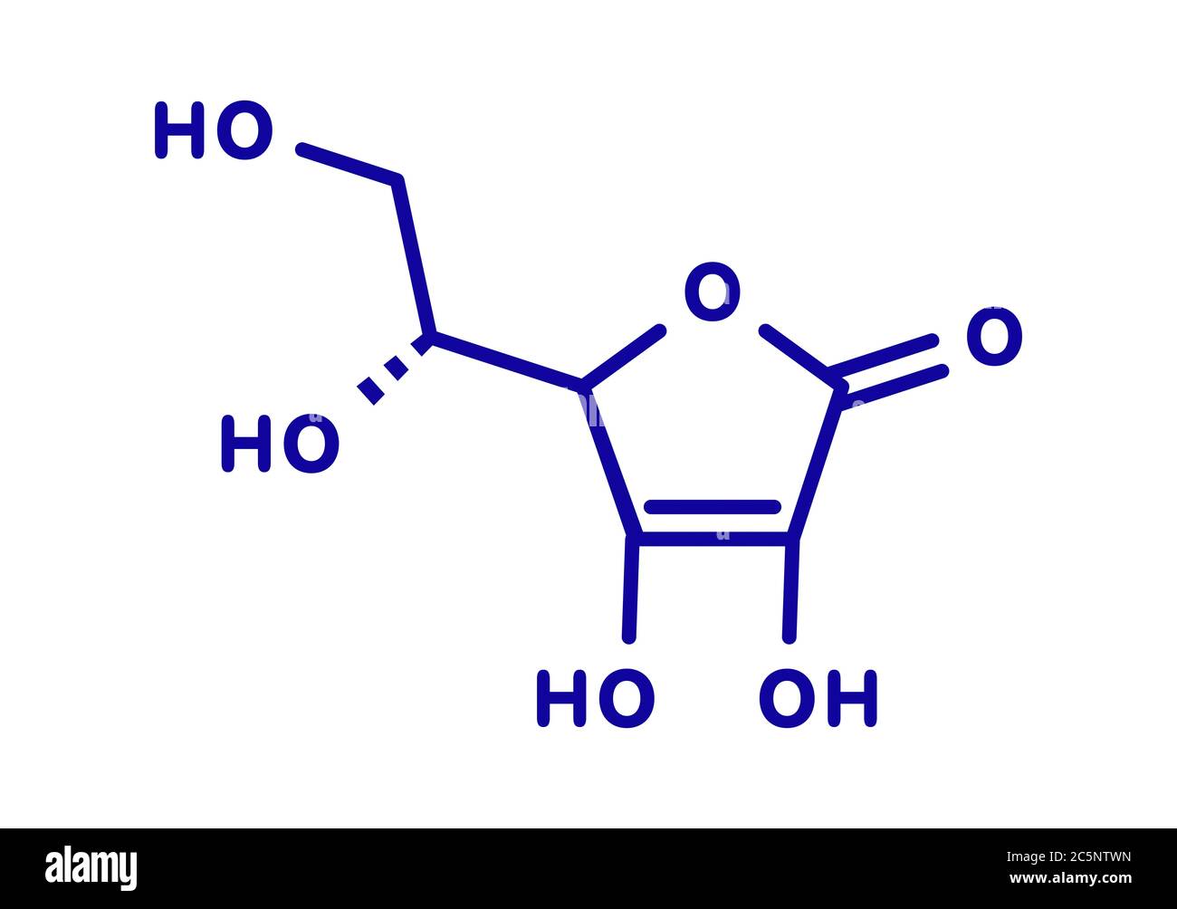 Erythorbic acid food preservative molecule (antioxidant). Skeletal ...