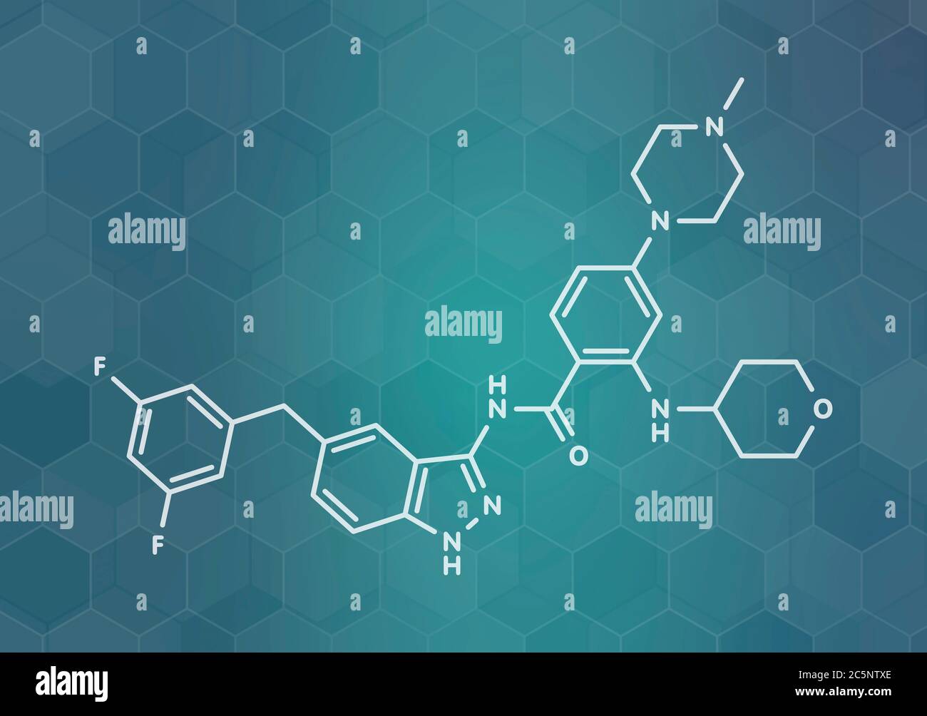 Entrectinib cancer drug molecule. Skeletal formula Stock Photo - Alamy
