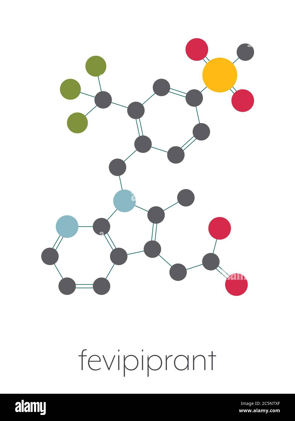 Fevipiprant asthma drug molecule. Stylized skeletal formula (chemical ...