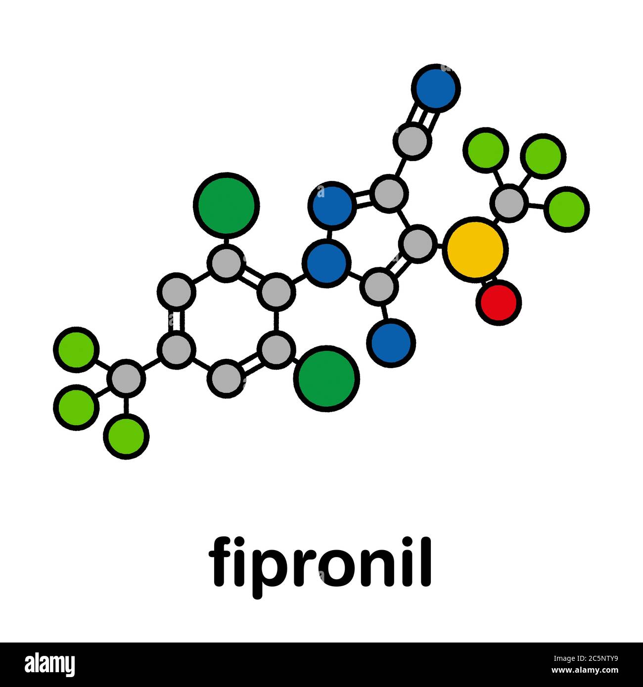 Fipronil insecticide molecule. Stylized skeletal formula (chemical ...