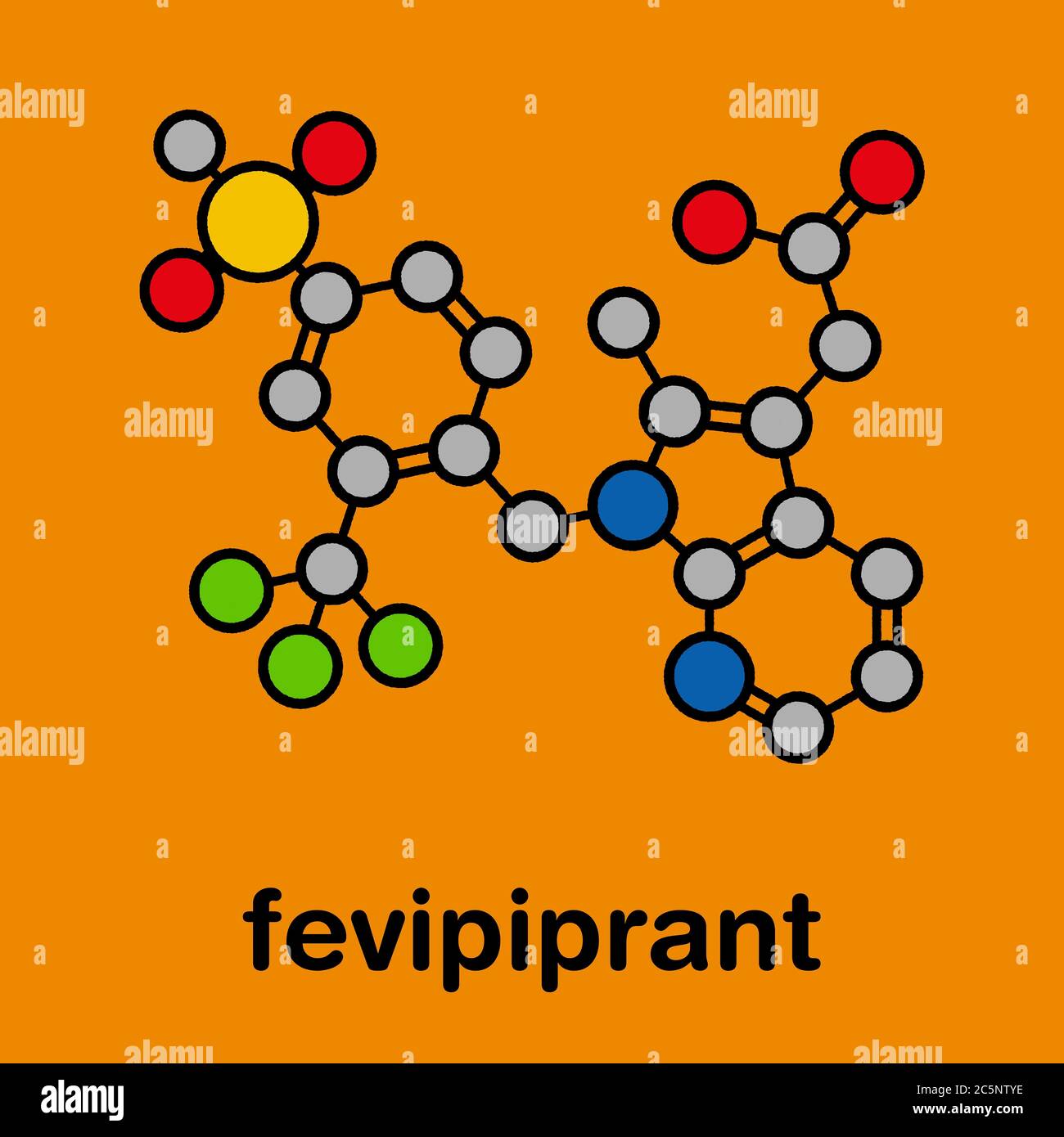 Fevipiprant asthma drug molecule. Stylized skeletal formula (chemical ...