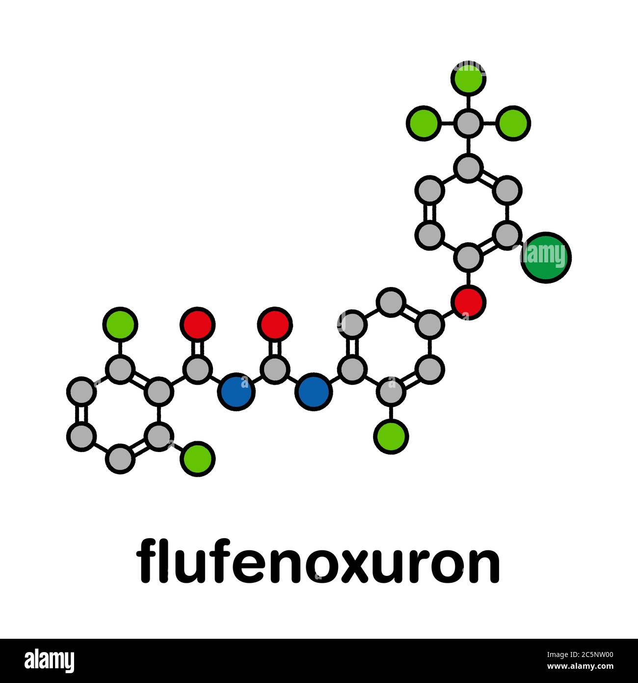Flufenoxuron insecticide molecule. Stylized skeletal formula (chemical ...