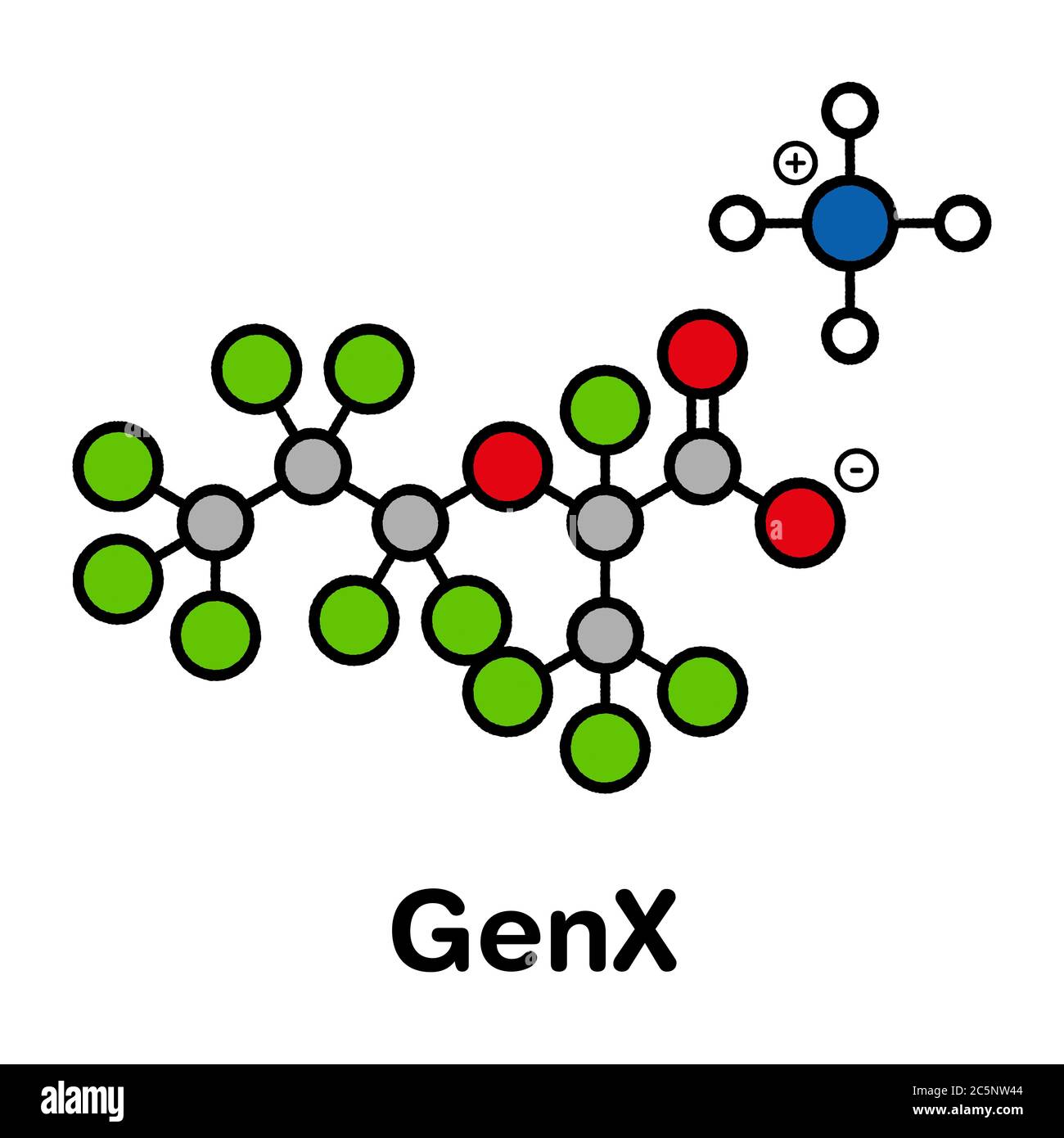 Ammonium perfluoro(2-methyl-3-oxahexanoate) molecule, also known as ...