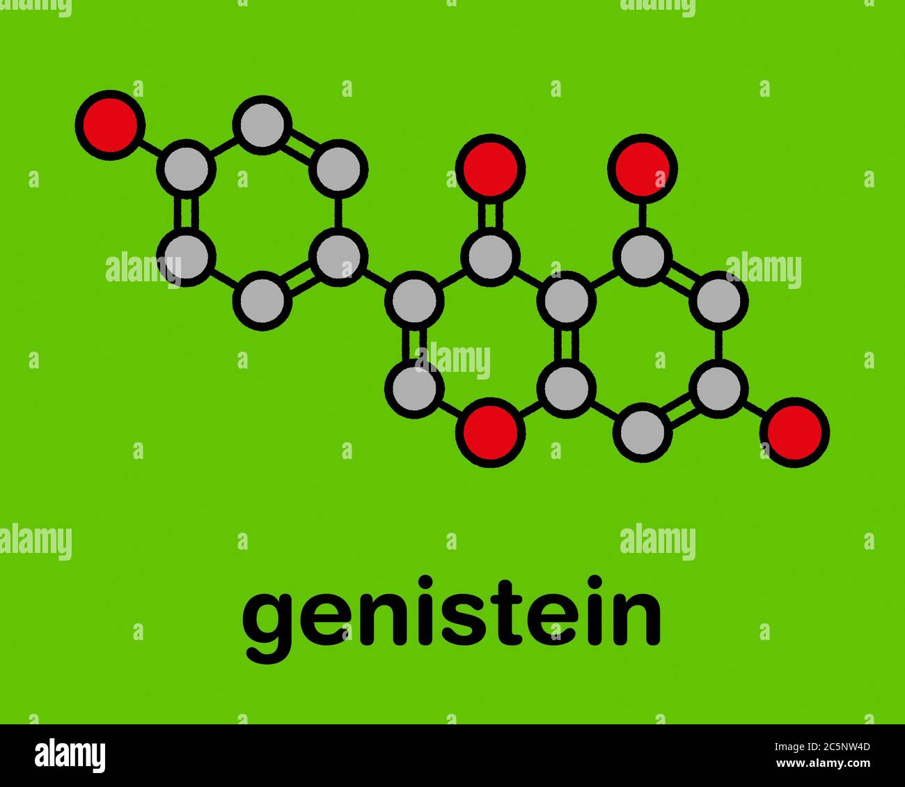 Genistein isoflavone molecule. Stylized skeletal formula (chemical ...