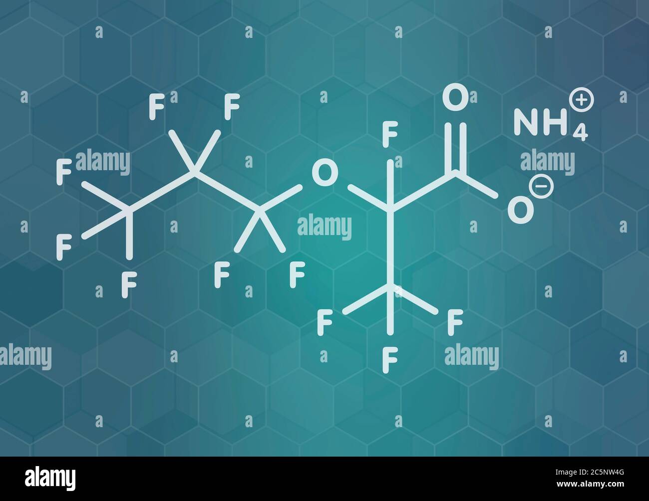 Ammonium perfluoro(2-methyl-3-oxahexanoate) molecule, also known as ...