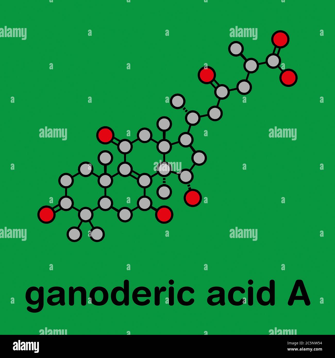 Ganoderic acid A molecule. Present in Ganoderma mushrooms. Stylized ...