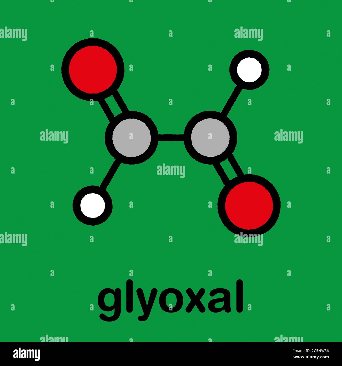 Glyoxal dialdehyde molecule. Present in fermented food and beverages ...