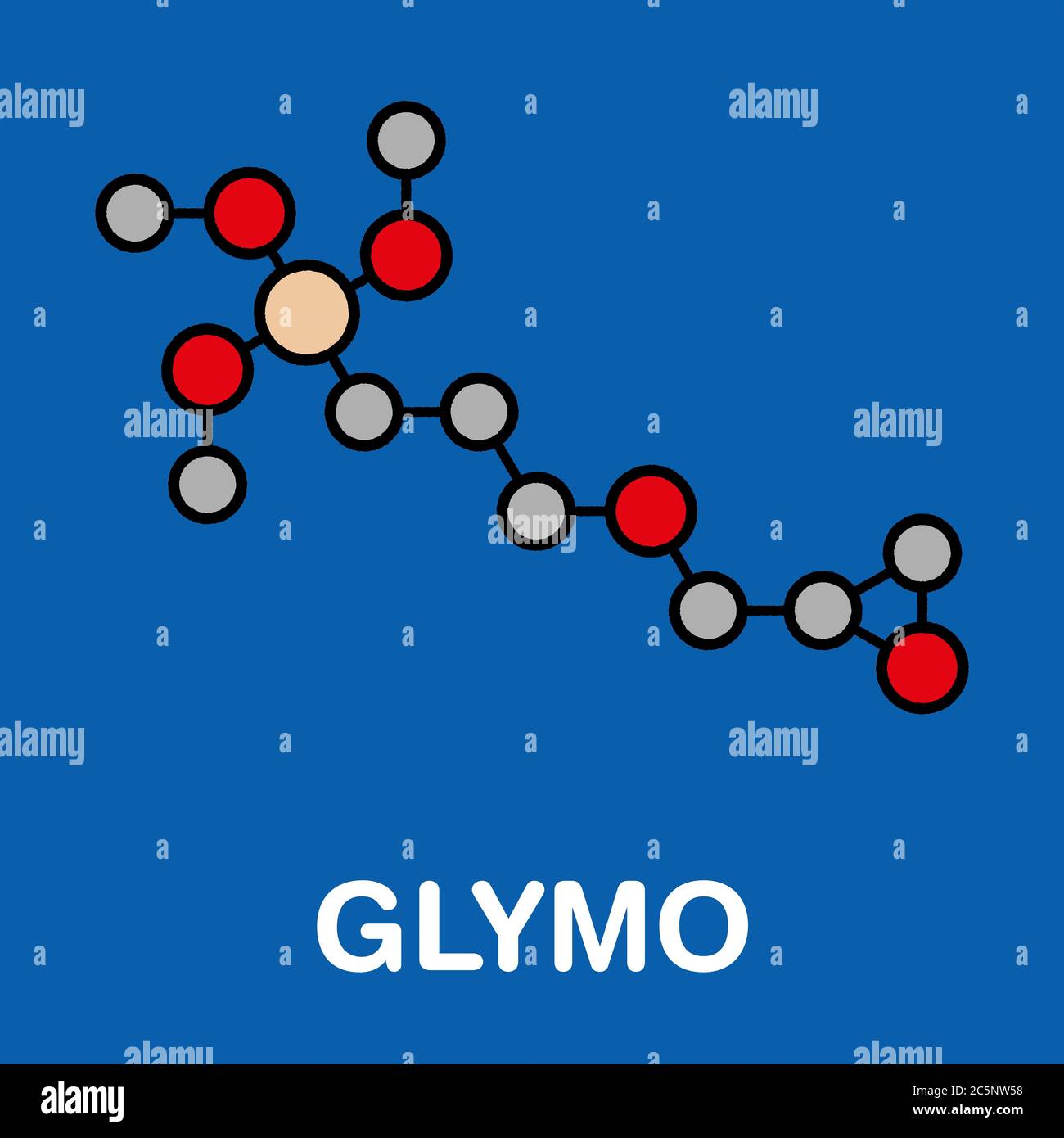 GLYMO or GPTMS organosilane molecule. Stylized skeletal formula ...