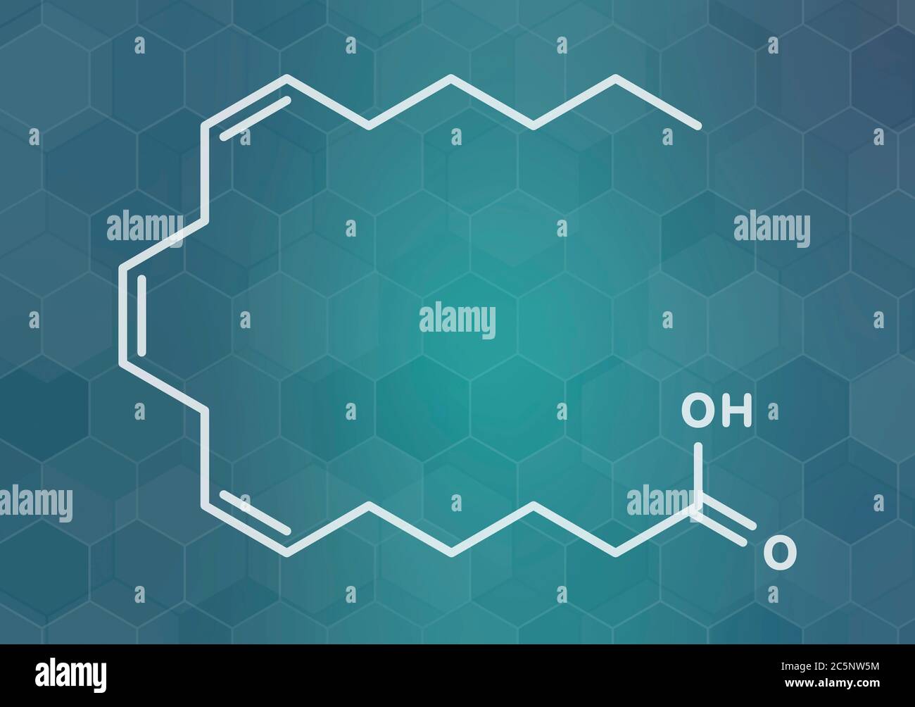 Gamma-linolenic acid (GLA, gamolenic acid) molecule. Omega-6 ...