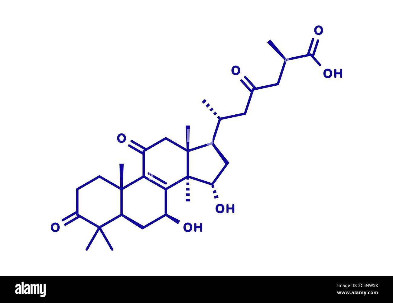 Ganoderic acid A molecule. Present in Ganoderma mushrooms. Skeletal ...